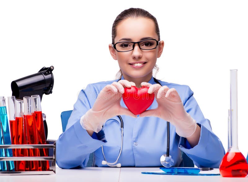 Young Doctor with Red Heart Isolated on White Stock Photo - Image of ...