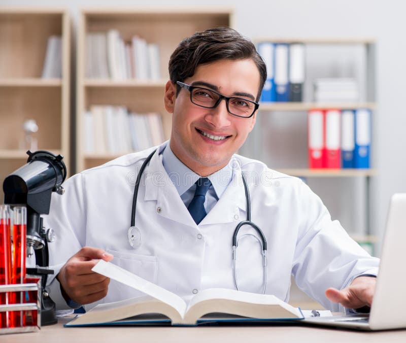 Young Doctor Studying Medical Education Stock Image - Image of glass ...