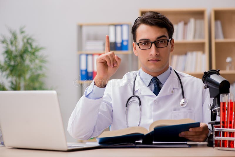 The Young Doctor Studying Medical Education Stock Image - Image of exam ...