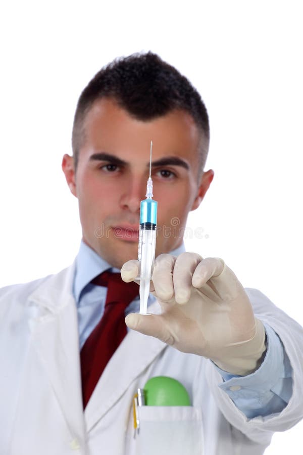 Young doctor with syringe stock image. Image of confident - 24744525