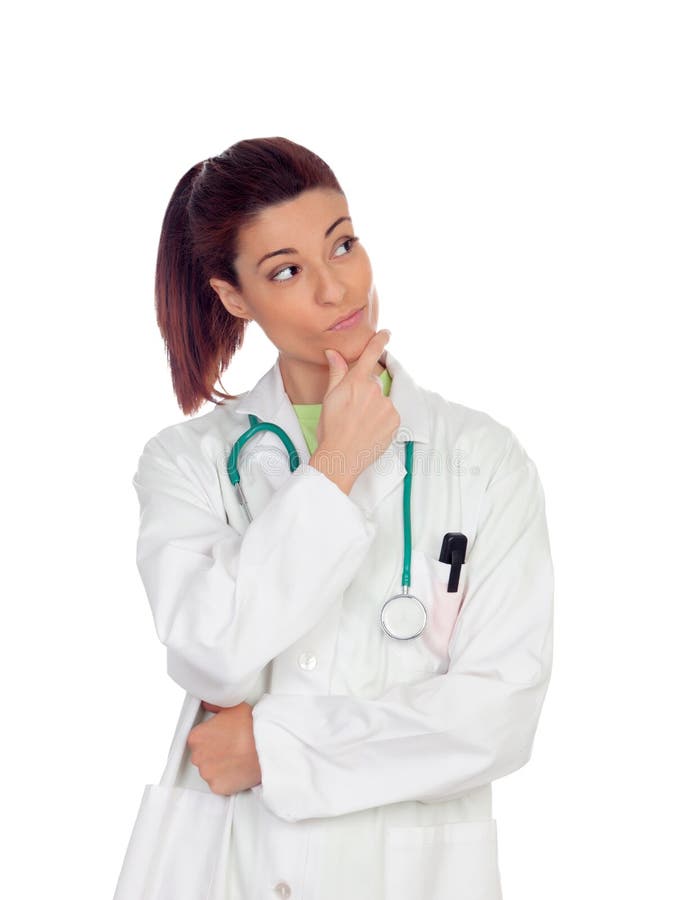 Young Medical Doctor Thinking Stock Image - Image of coat, labcoat ...