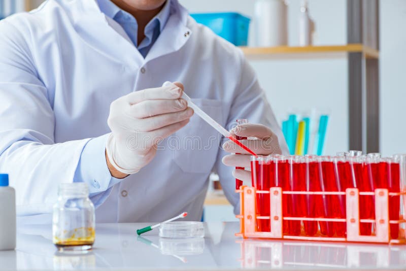 The Young Doctor Working on Blood Test in Lab Hospital Stock Photo ...