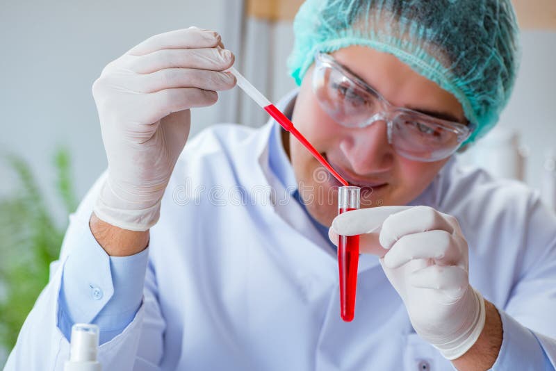 The Young Doctor Working on Blood Test in Lab Hospital Stock Image ...
