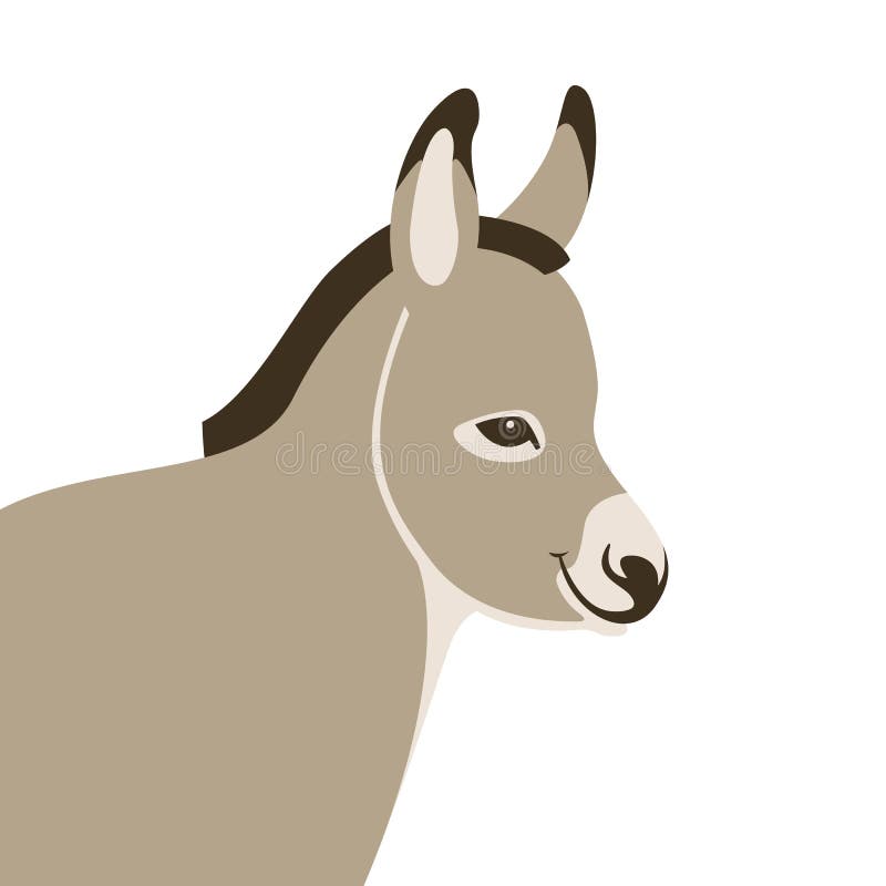 Young Donkey Vector Illustration Style Flat Stock Vector - Illustration ...