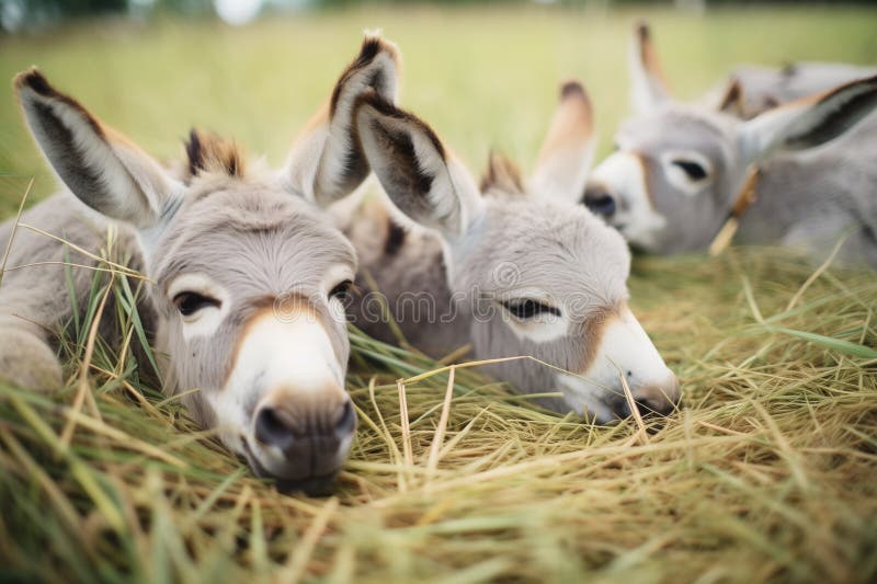 Young Donkeys Laying in the Grass Stock Photo - Image of animals, rural ...
