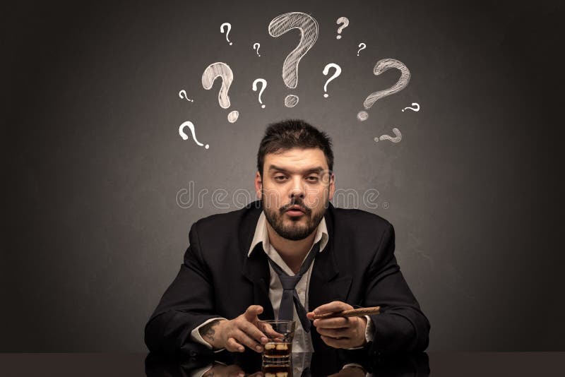 Drunk Disappointed Man with Question Signs Concept Stock Image - Image ... Drunk Disappointed Man with Question Signs Concept Stock Image - Image ...