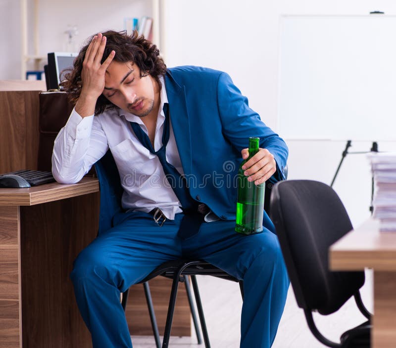 Young Drunk Employee in the Office Stock Image - Image of alcoholism ...