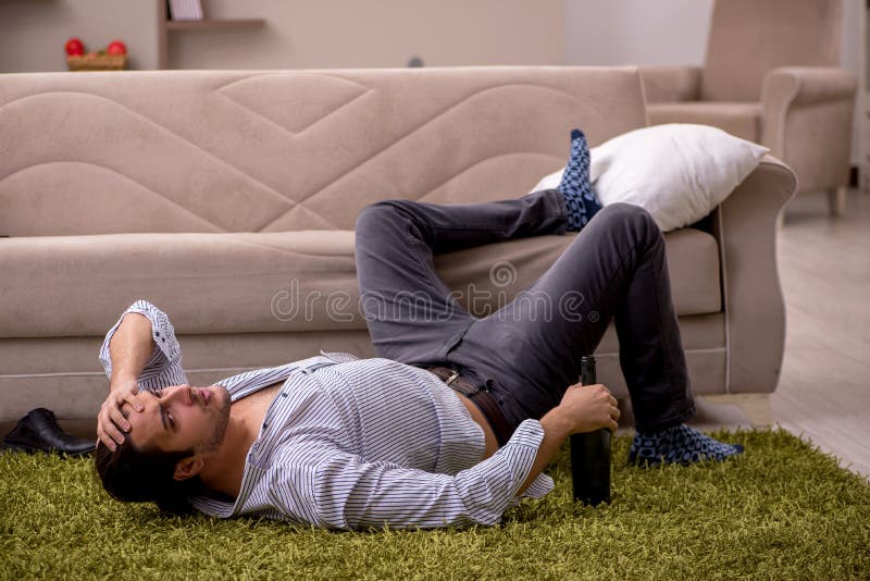 Young Drunk Man Suffering at Home Stock Photo - Image of hangover, felt ...
