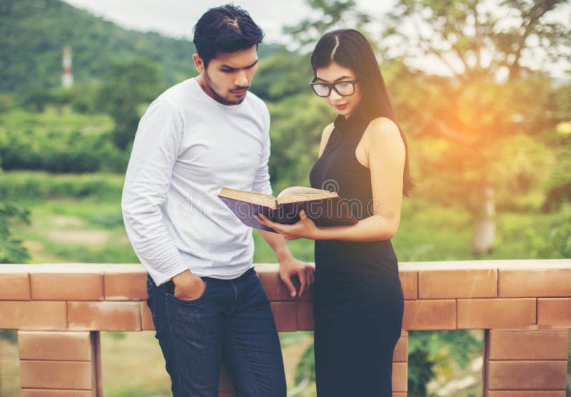 Young Education Practice Together Hand Typing on Laptop and Reading ...