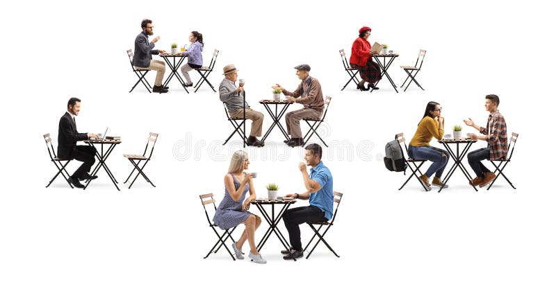 Young and Elderly People Sitting on Tables in a Cafe Stock Image ...