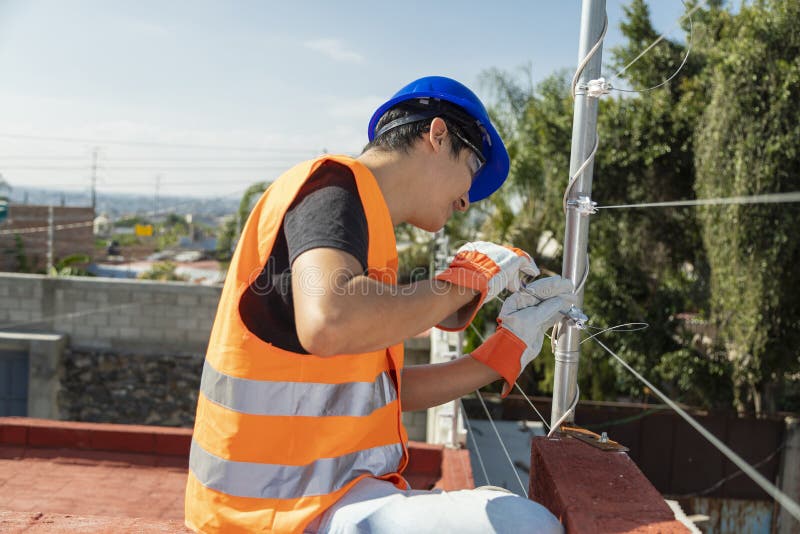Electrical Technician Man Working Stock Photo - Image of science ...