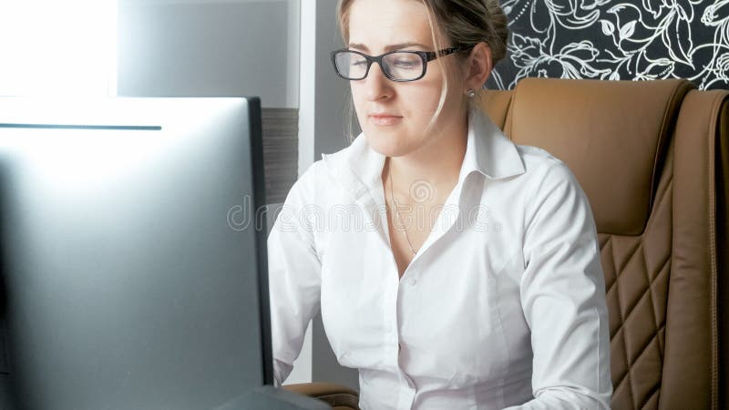 Young Elegant Manager Working on Computer at Modern Office Stock Image ...