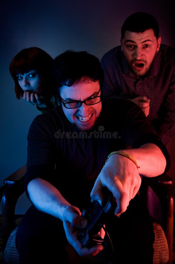 Young Emotional Man Playing Video Games Stock Image - Image of female ...