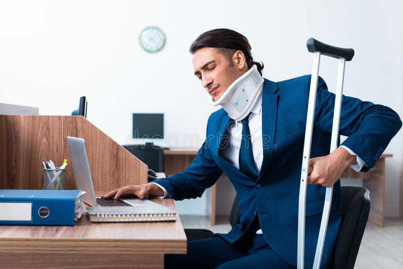 Young Employee after Accident in the Office Stock Image - Image of ...