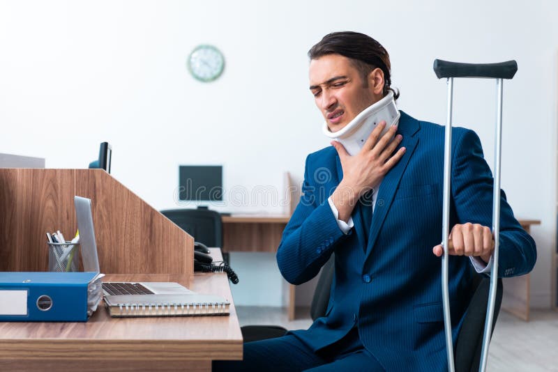 Young Employee after Accident in the Office Stock Photo - Image of ...