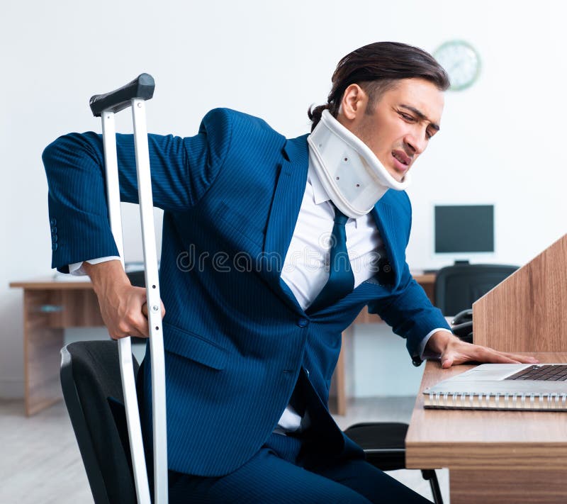 Young Employee after Accident in the Office Stock Image - Image of ...