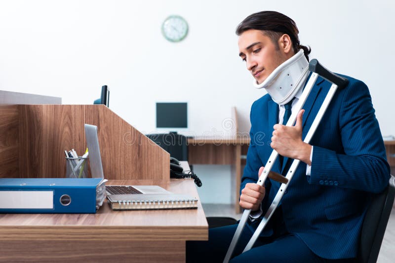 Young Employee after Accident in the Office Stock Image - Image of ...