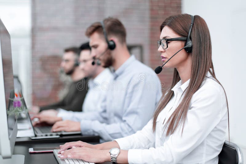 Young Employee Call Center Talking with the Client Stock Image - Image ...