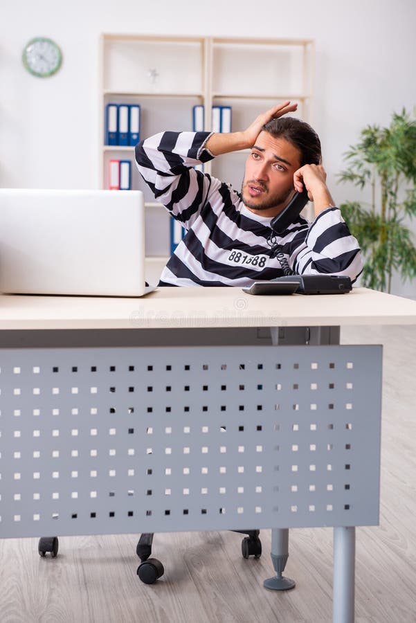 Young Employee Feeling Like Prisoner at Work Stock Photo - Image of ...