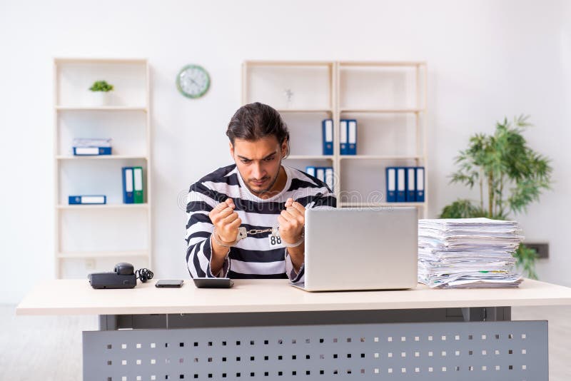 Young Employee Feeling Like Prisoner at Work Stock Photo - Image of ...