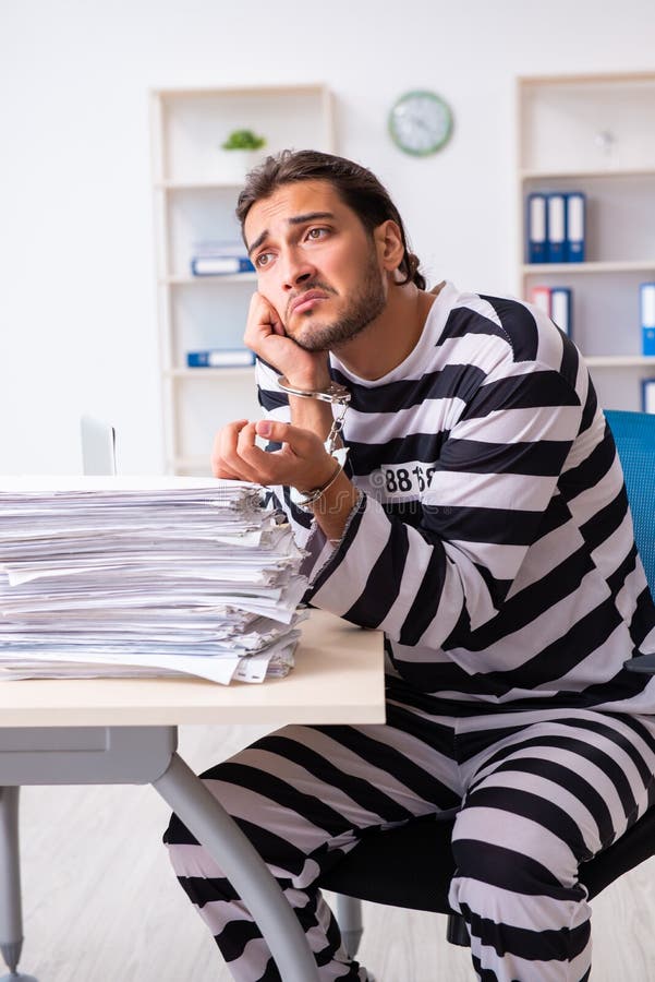 Young Employee Feeling Like Prisoner at Work Stock Image - Image of ...