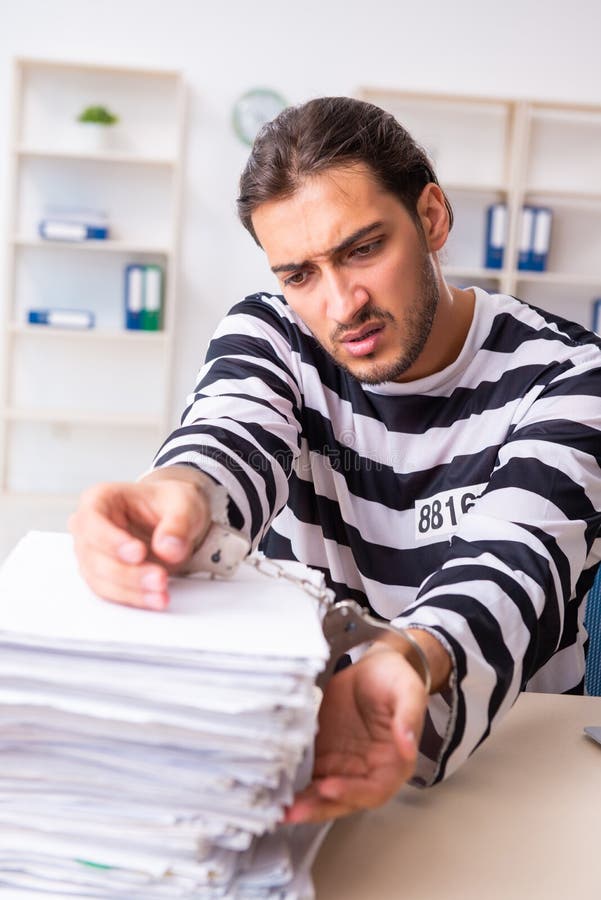 Young Employee Feeling Like Prisoner at Work Stock Photo - Image of ...