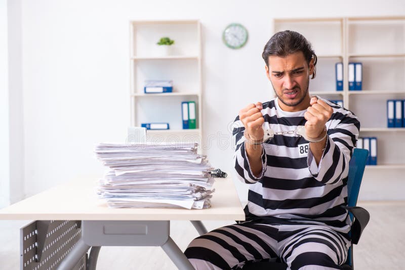 Young Employee Feeling Like Prisoner at Work Stock Image - Image of ...