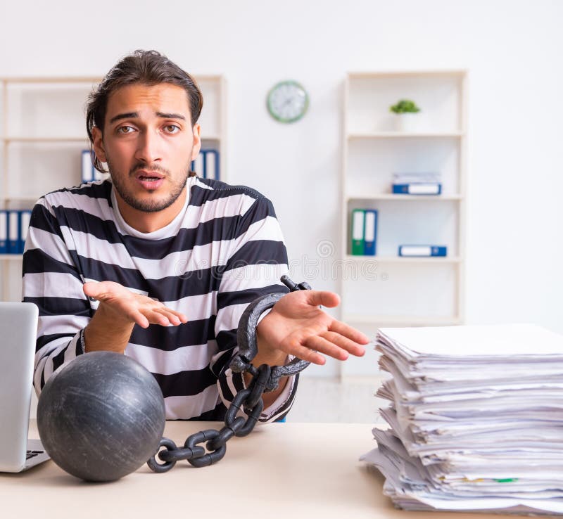 Young Employee Feeling Like Prisoner at Work Stock Image - Image of ...