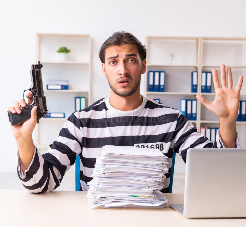 Young Employee Feeling Like Prisoner at Work Stock Photo - Image of ...