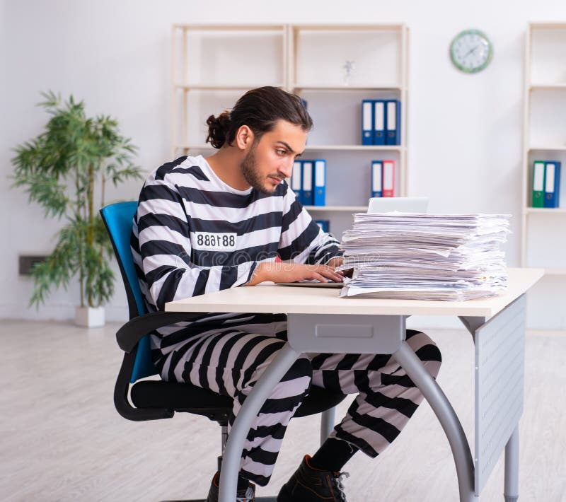 Young Employee Feeling Like Prisoner at Work Stock Image - Image of ...