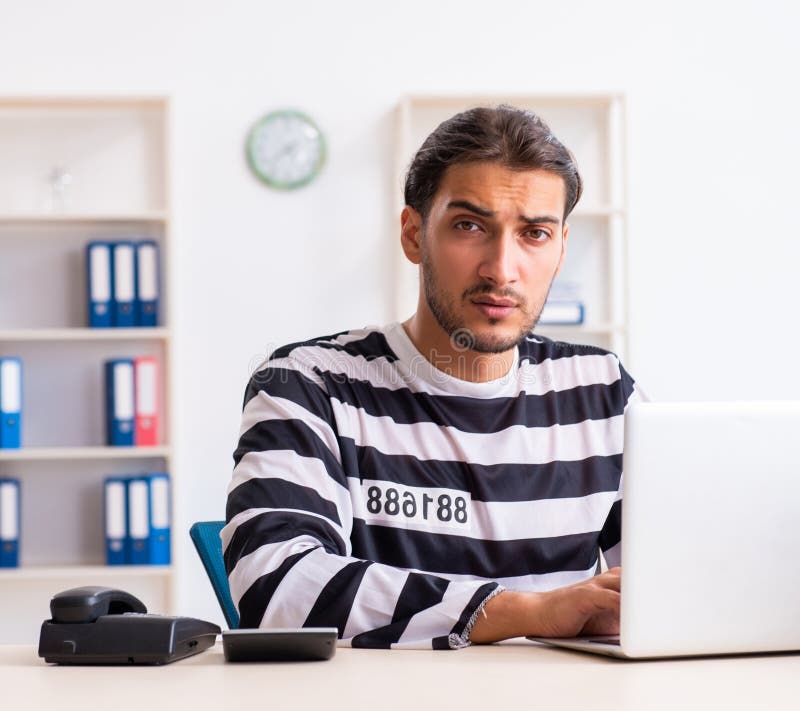 Young Employee Feeling Like Prisoner at Work Stock Photo - Image of ...