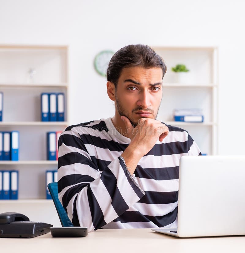 Young Employee Feeling Like Prisoner at Work Stock Image - Image of ...