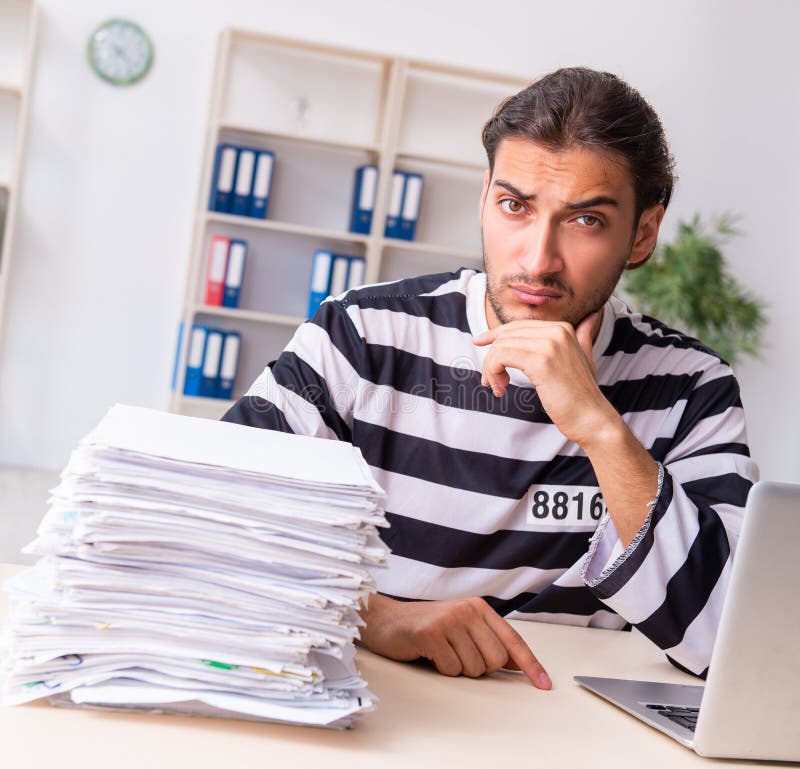 Young Employee Feeling Like Prisoner at Work Stock Image - Image of ...