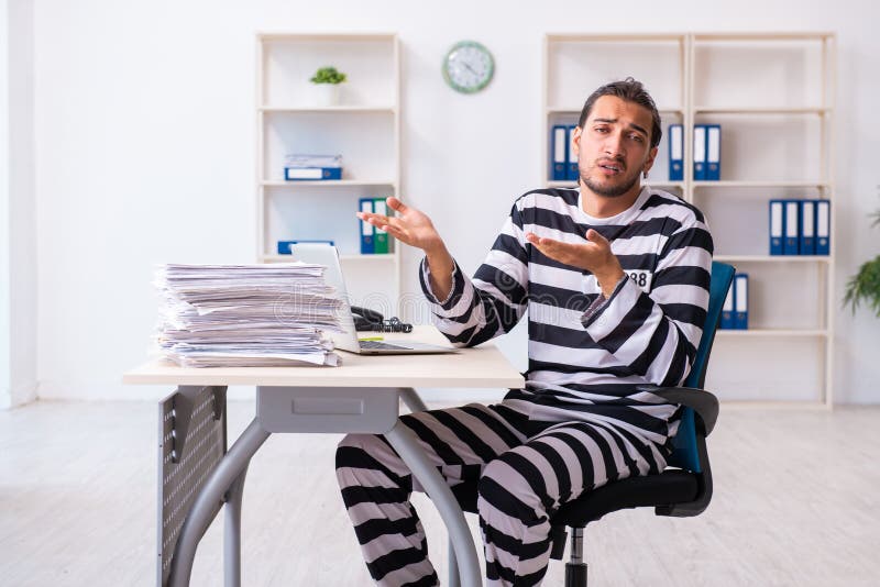 Young Employee Feeling Like Prisoner at Work Stock Image - Image of ...