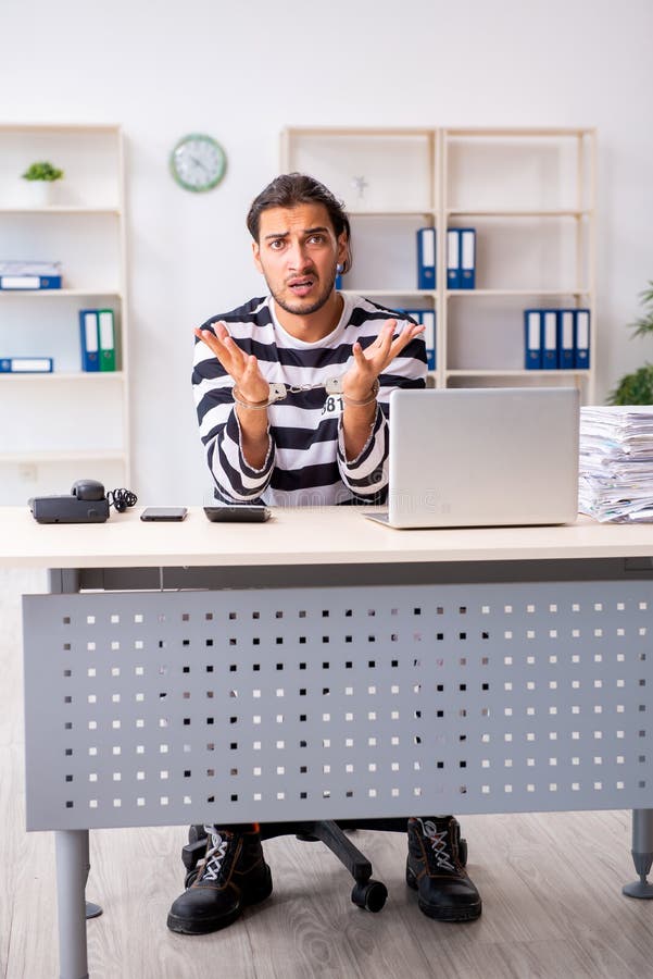 Young Employee Feeling Like Prisoner at Work Stock Image - Image of ...