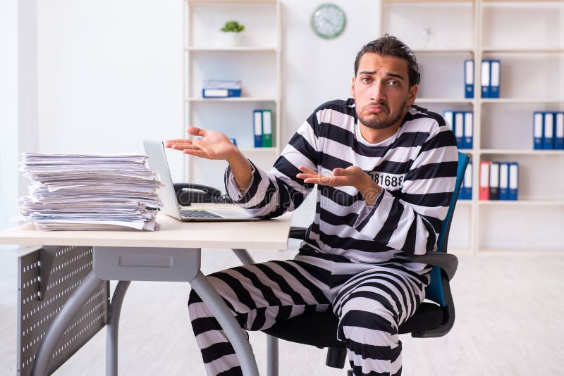 Young Employee Feeling Like Prisoner at Work Stock Image - Image of ...