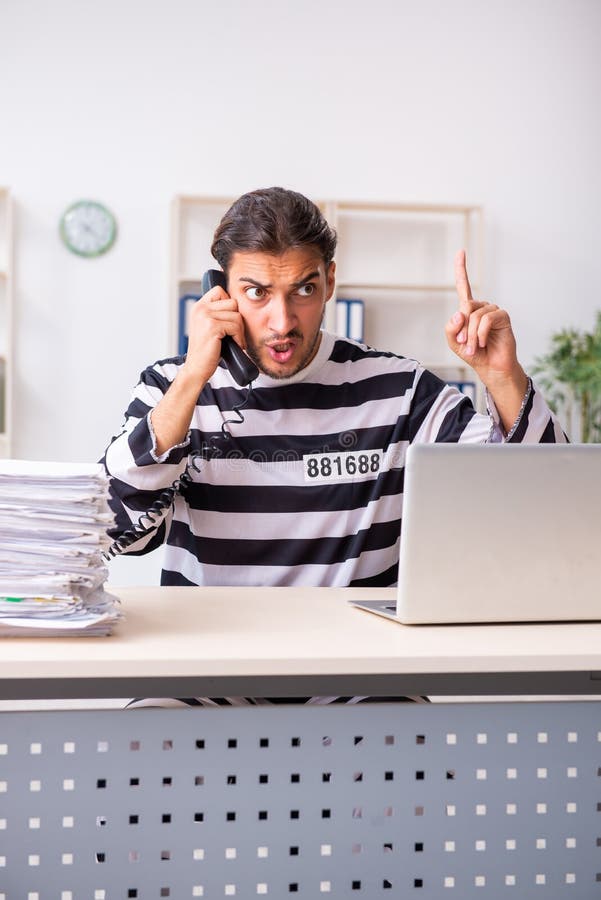 Young Employee Feeling Like Prisoner at Work Stock Photo - Image of ...