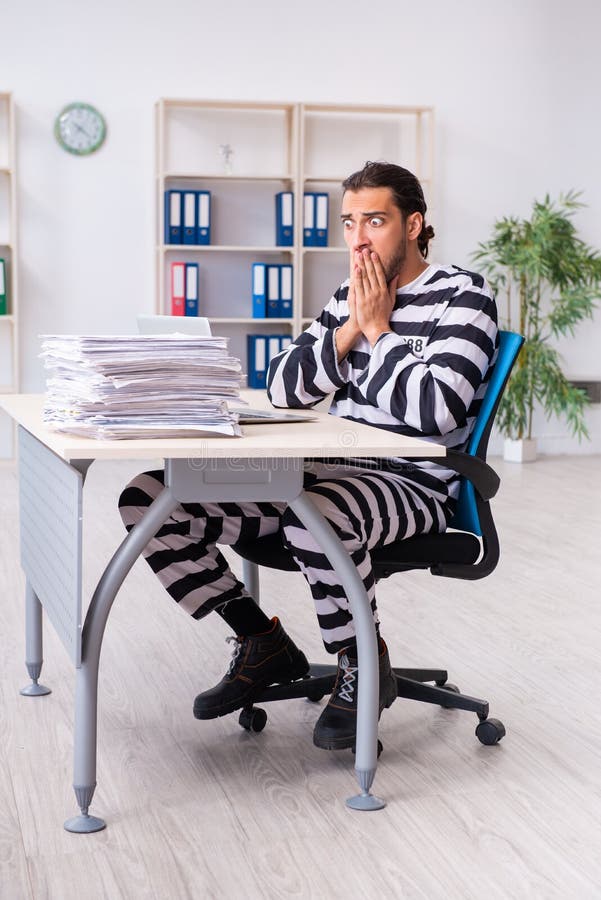 Young Employee Feeling Like Prisoner at Work Stock Photo - Image of ...