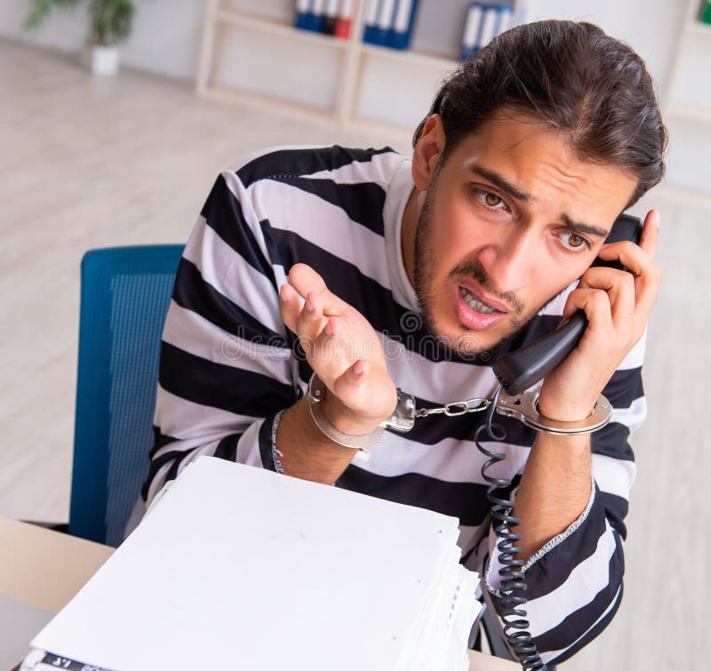 Young Employee Feeling Like Prisoner at Work Stock Photo - Image of ...