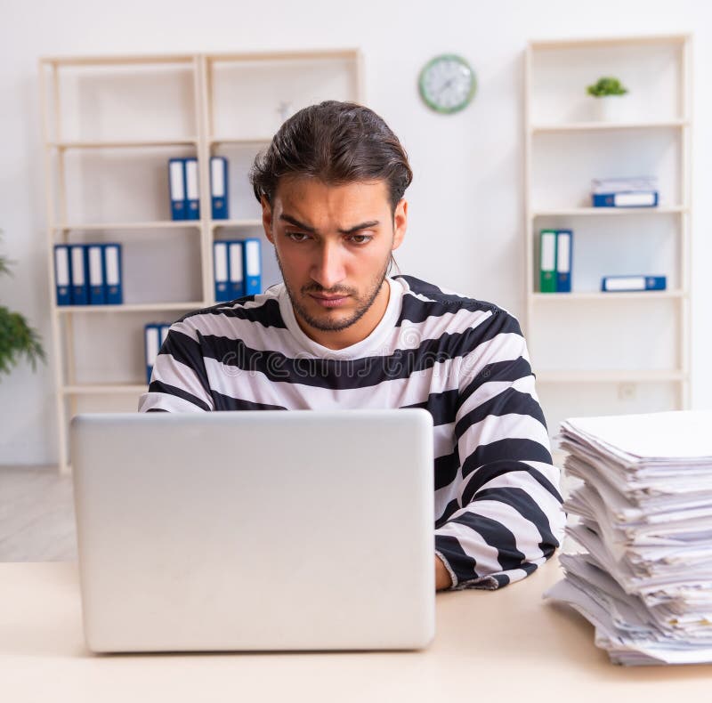 Young Employee Feeling Like Prisoner at Work Stock Image - Image of ...