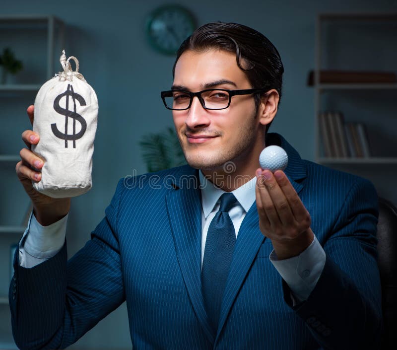 Young Employee with Golf Ball in Office Stock Image - Image of happy ...