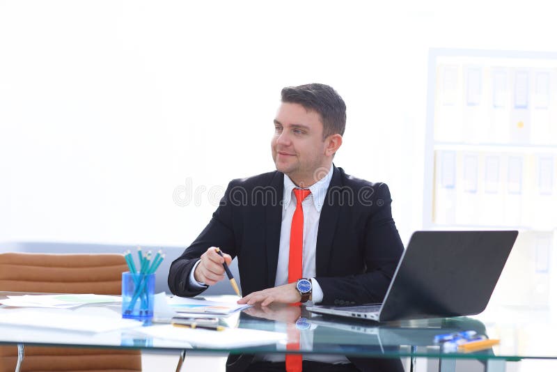 Young Employee Looking at Computer Monitor during Working Day Stock ...