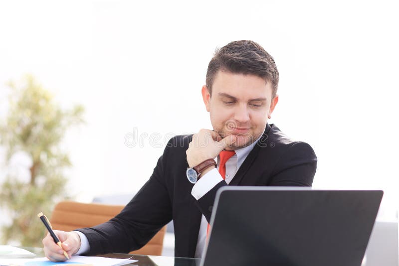Young Employee Looking at Computer Monitor during Working Day Stock ...