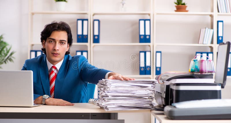Young Employee Making Copies at Copying Machine Stock Image - Image of ...