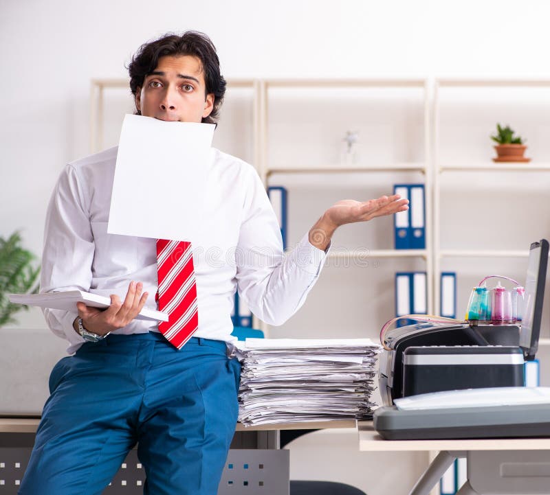 Young Employee Making Copies at Copying Machine Stock Image - Image of ...