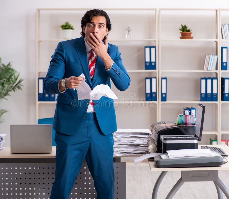Young Employee Making Copies at Copying Machine Stock Image - Image of ...