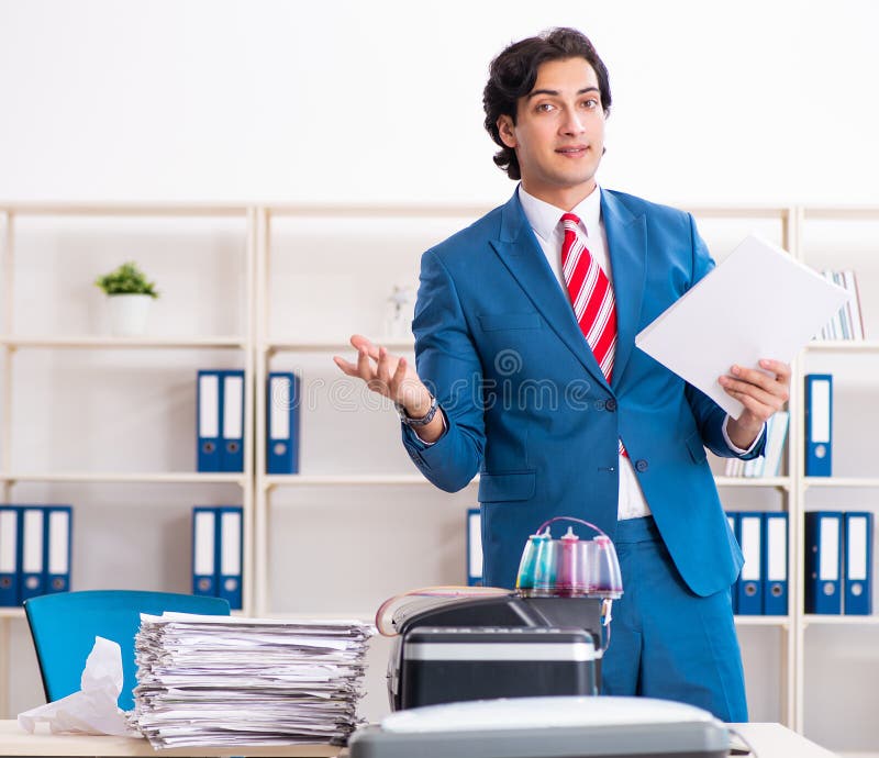 Young Employee Making Copies at Copying Machine Stock Photo - Image of ...