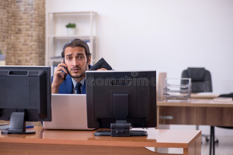 Young Male Employee in Multitasking Concept Stock Image - Image of boss ...