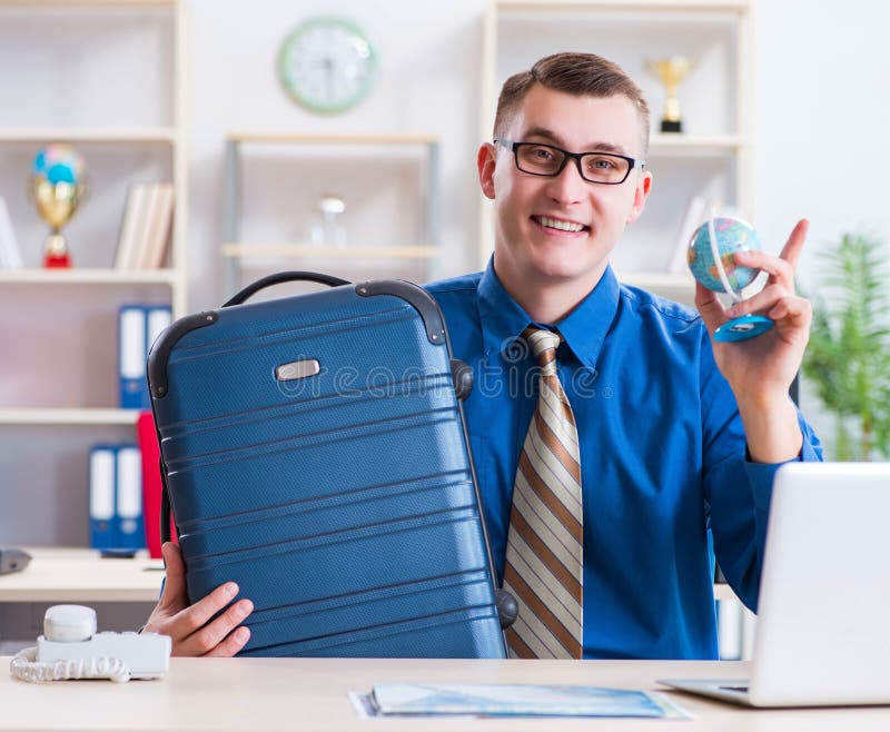 Young Employee Preparing for Vacation Trip Stock Photo - Image of ...