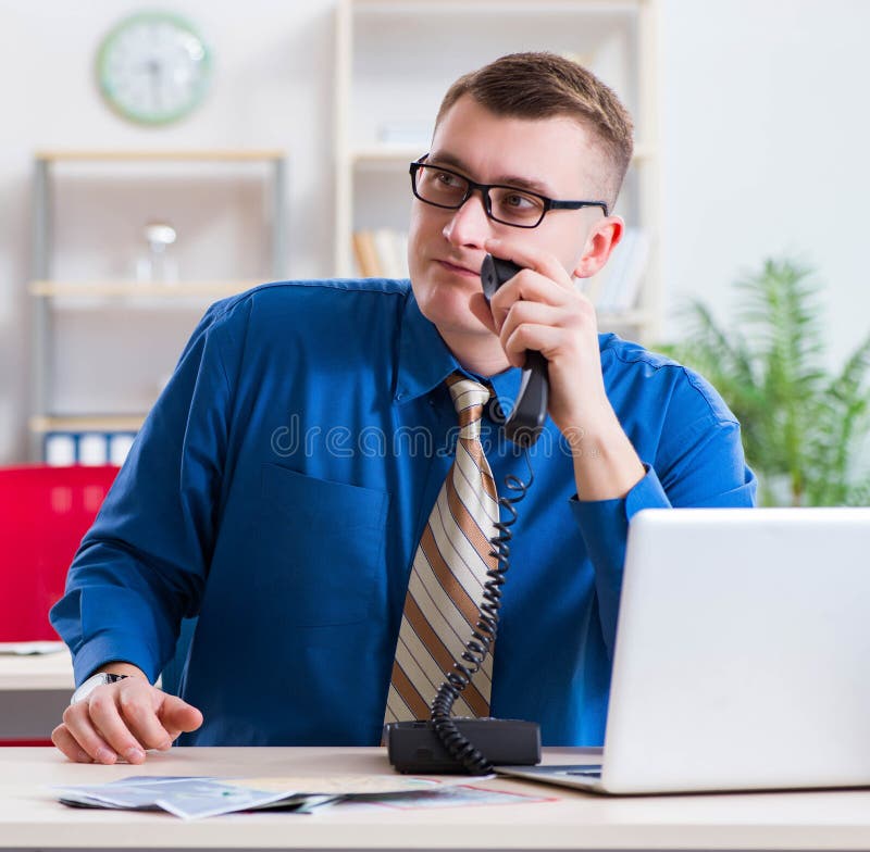 Young Employee Preparing for Vacation Trip Stock Image - Image of ...